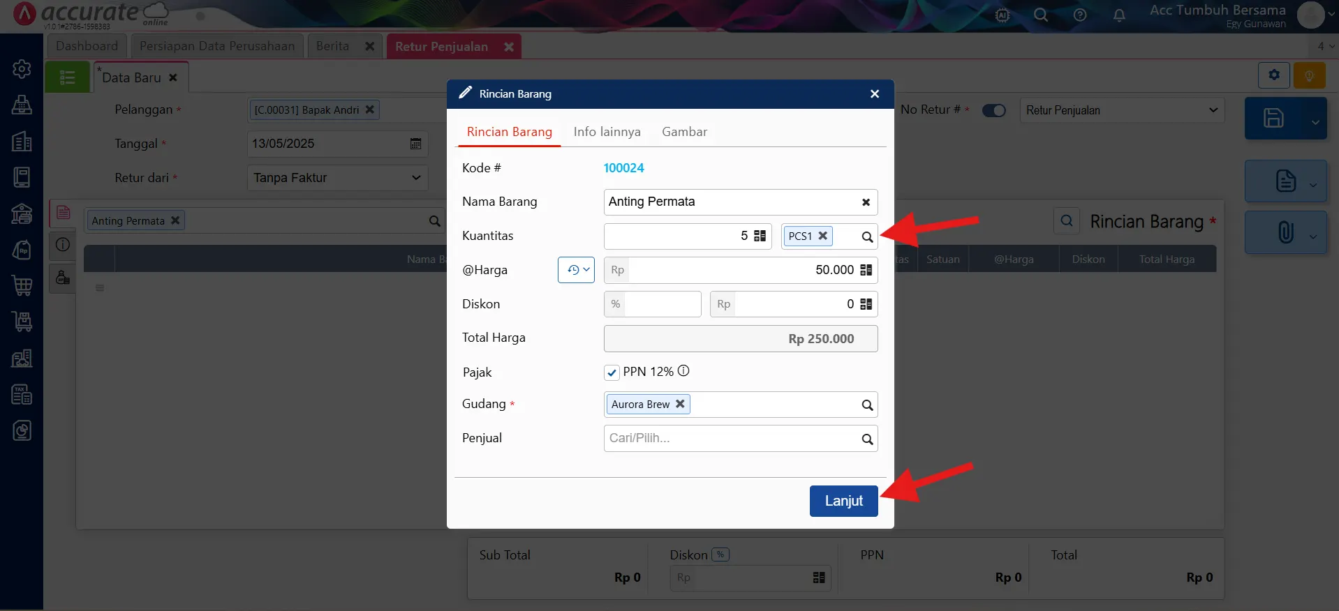 Cara membuat retur penjualan untuk faktur dimuka | Tutorial Accurate