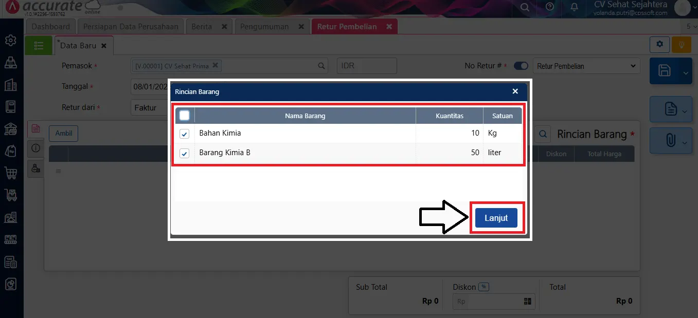 Cara membuat retur pembelian sebagian di Accurate Online | Tutorial ...