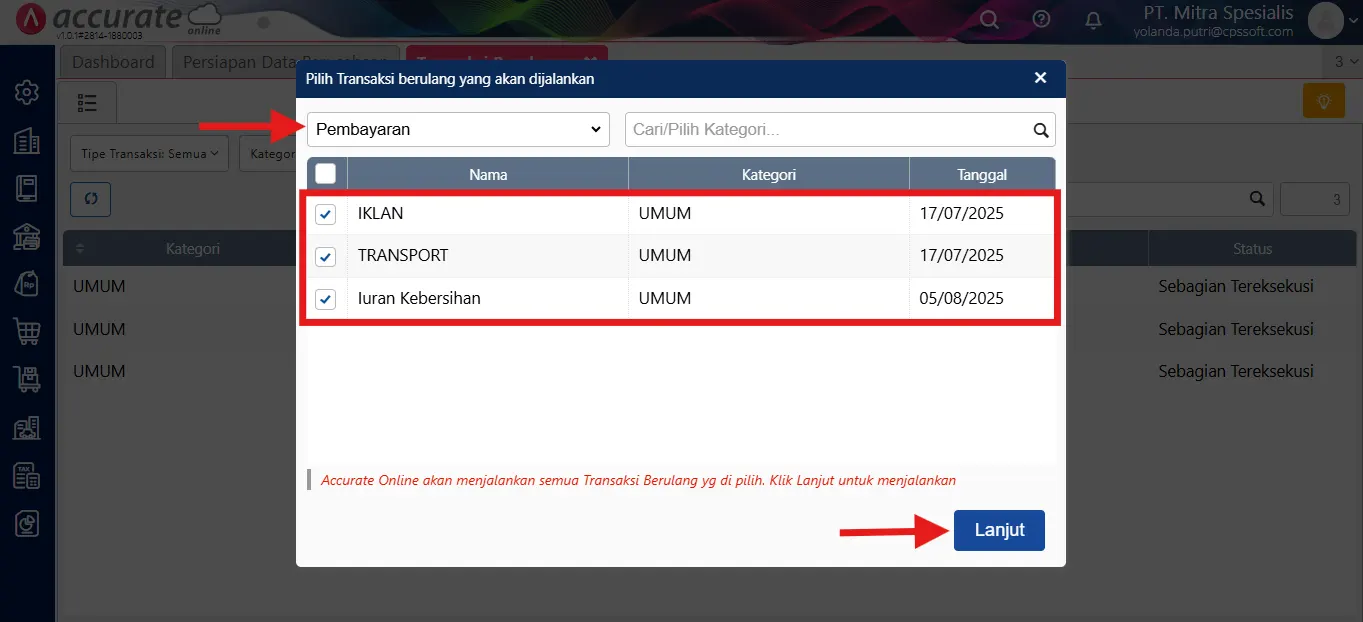 Cara mencatat transaksi berulang secara massal | Tutorial Accurate