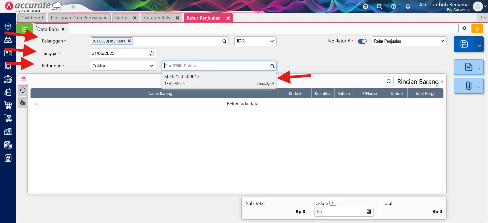 Cara membuat retur penjualan untuk faktur dimuka | Tutorial Accurate